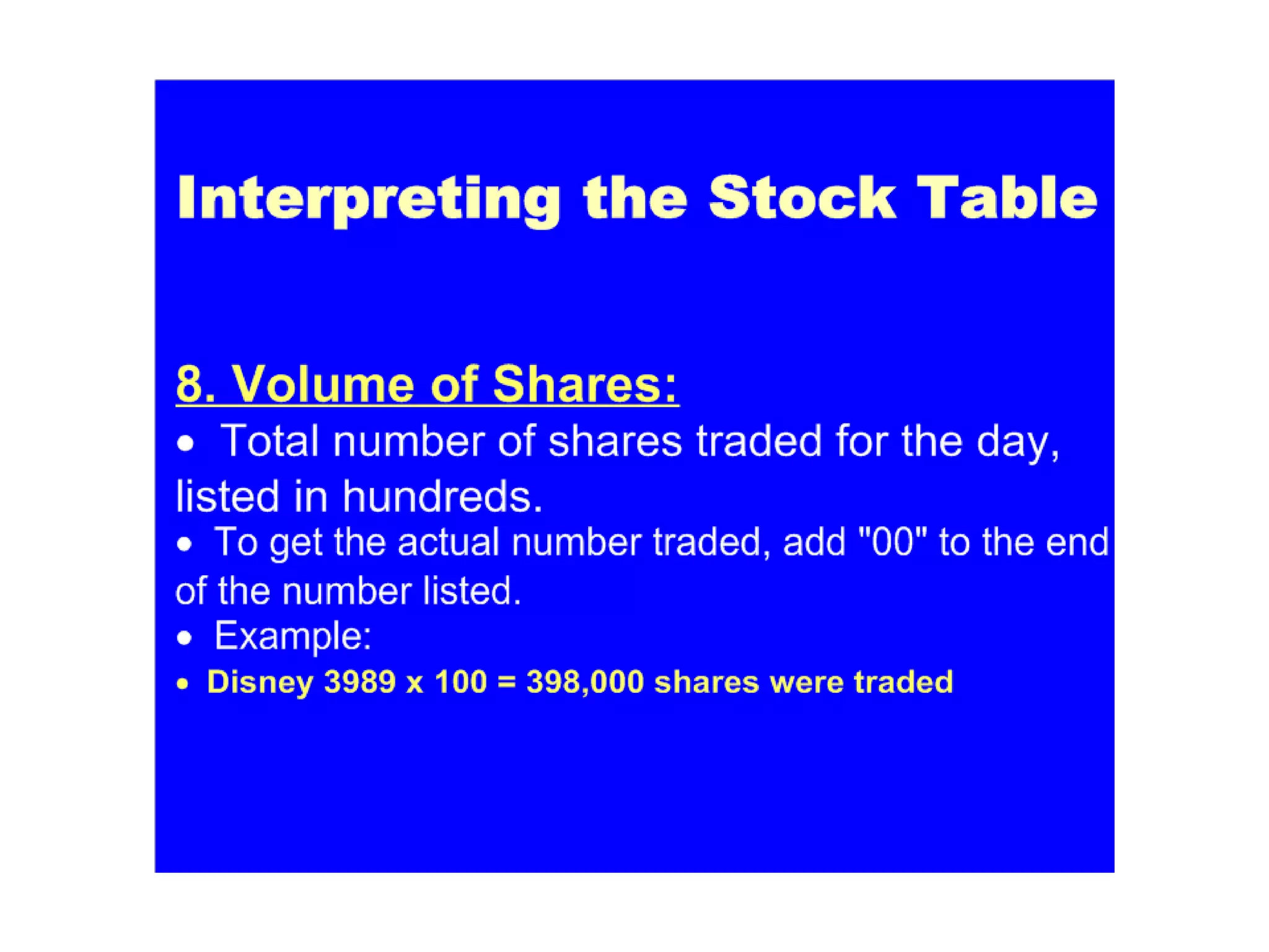 Ch 1 a how to read a stock table | PPT