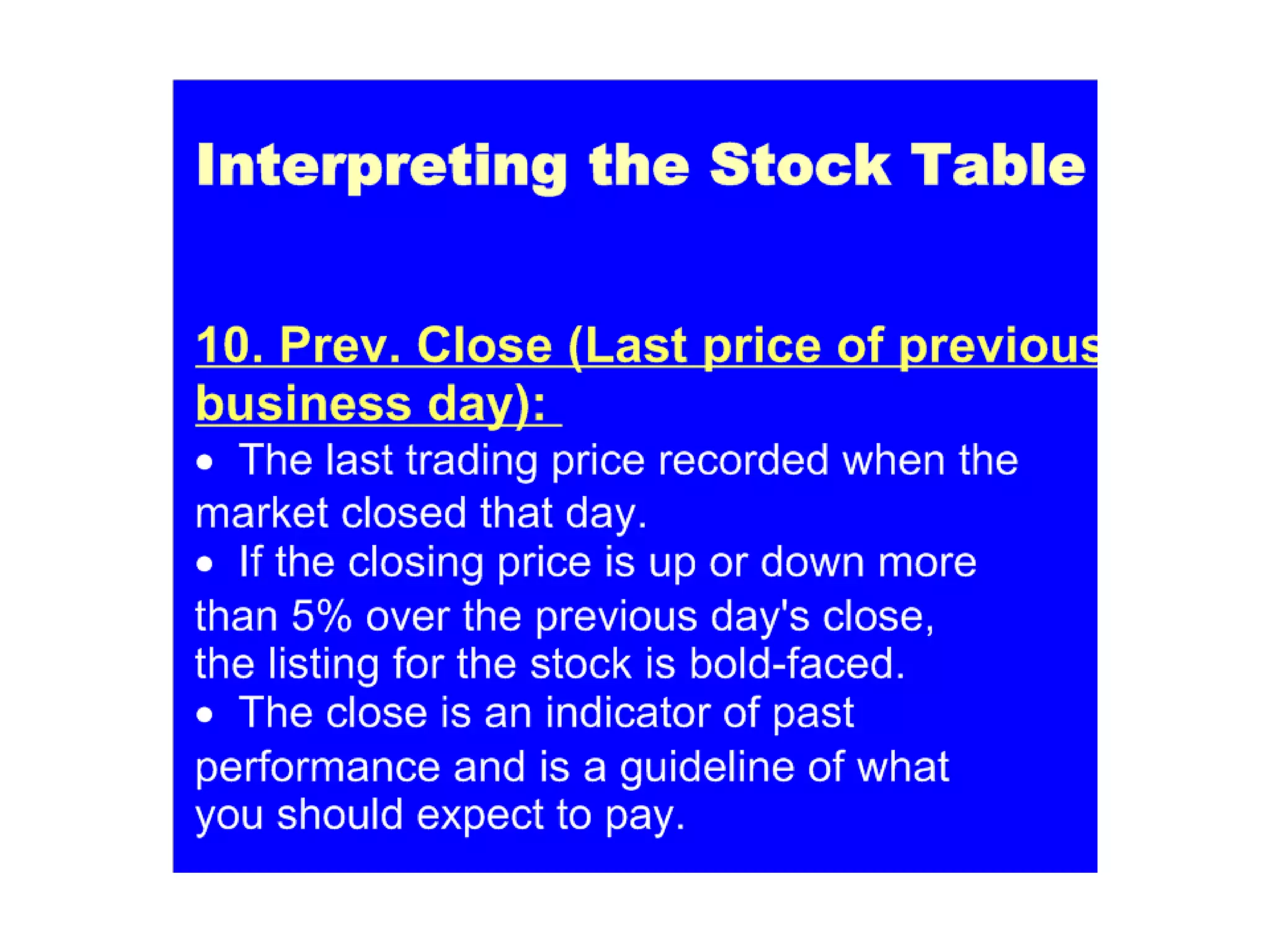 Ch 1 a how to read a stock table | PPT