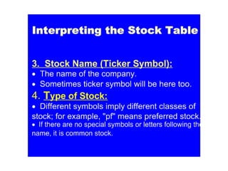 Ch 1 a how to read a stock table | PPT