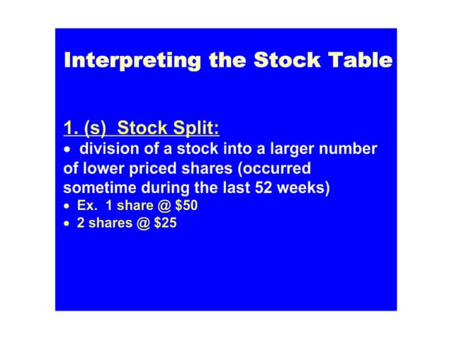 Ch 1 a how to read a stock table | PPT