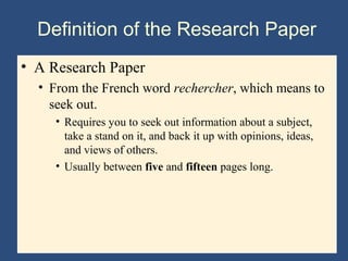 Writing The Research Paper A Handbook (7th ed) - Ch 1 basic information ...