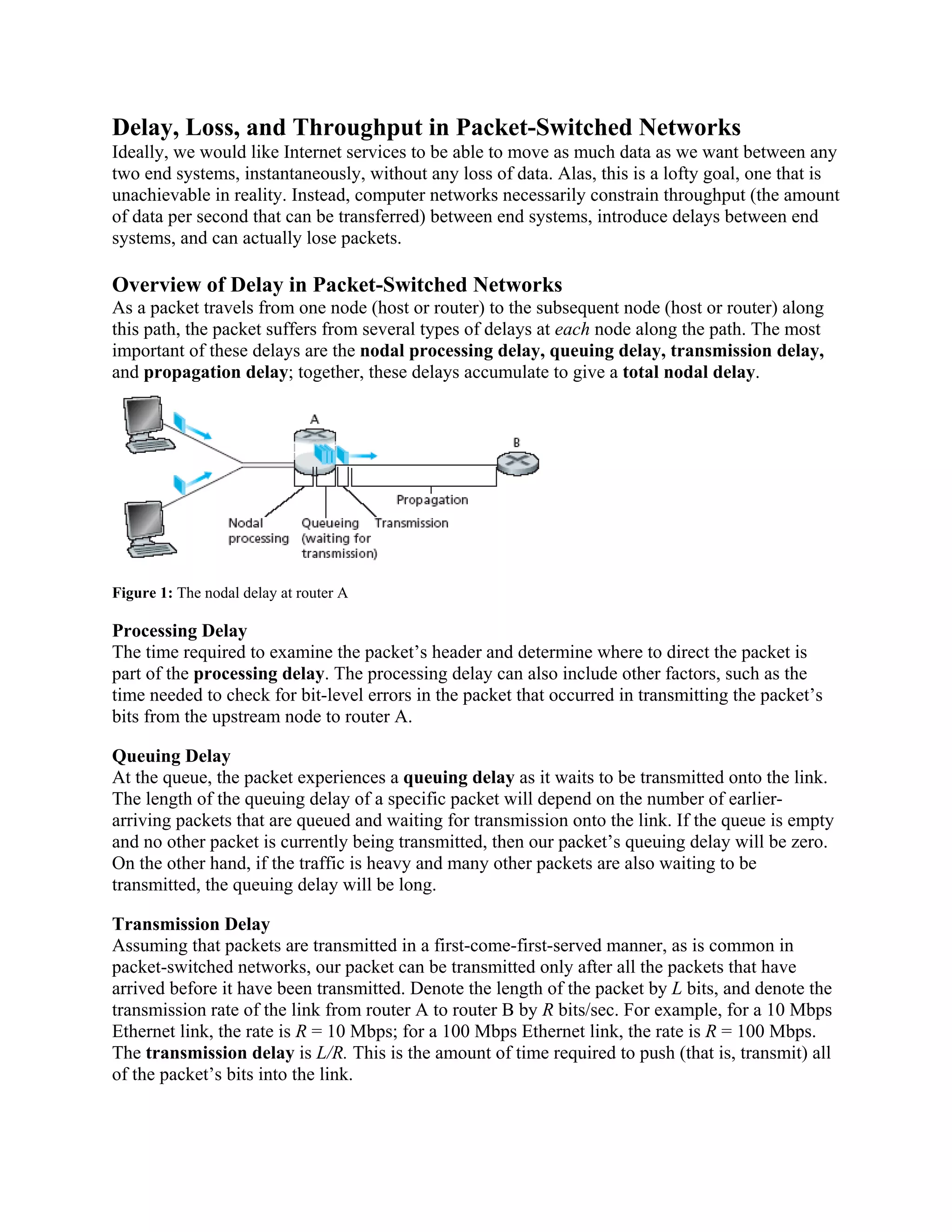 Ch1 delays, loss, and throughput l5 | PDF | Computer Networking | Computing