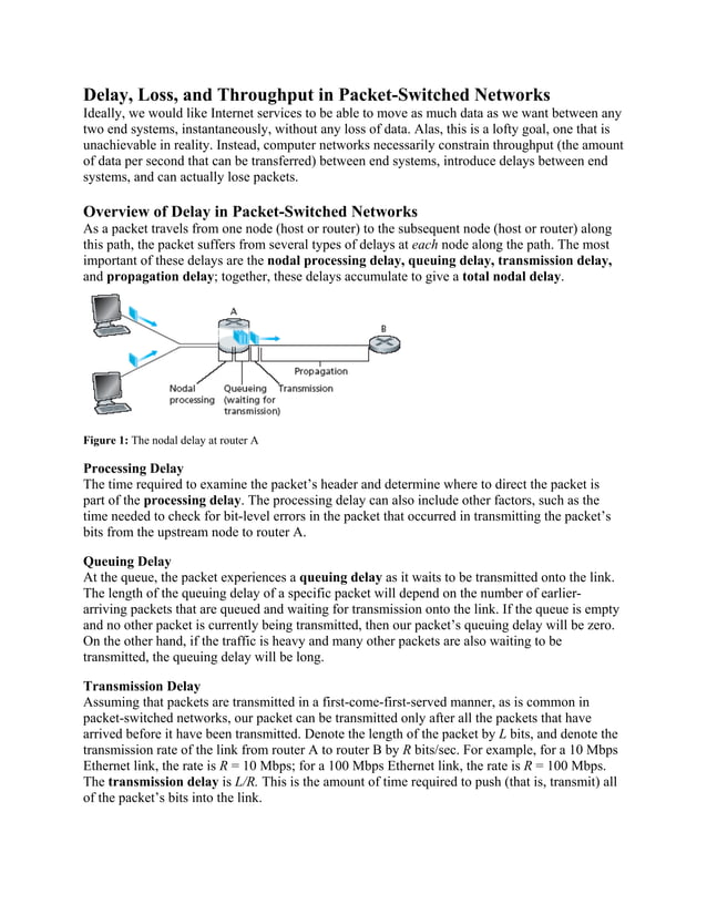 Ch1 delays, loss, and throughput l5 | PDF | Computer Networking | Computing