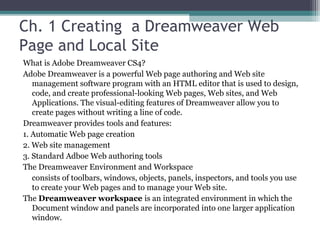 Ch 1 Dreamweaver | PPT