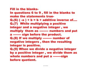 Ch1 integers grade 6 math cbse ncert download | PPTX