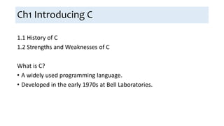 Ch1 Introducing C | PPT