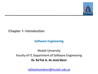 Software Engineering - Ch1 introduction | PPTX