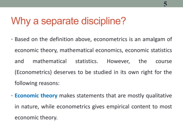 Chapter one: Introduction to Econometrics.ppt | Economy | Business and ...