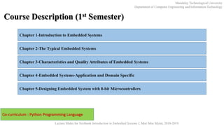 Ch 1 introduction to Embedded Systems (AY:2018-2019--> First Semester) | PPTX