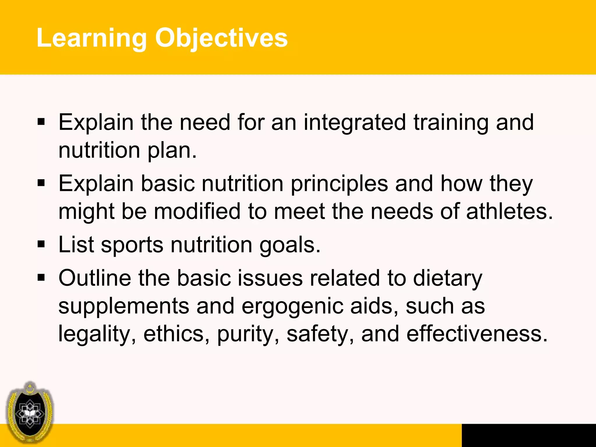 NDD30503: NUTRITION FOR SPORTS AND EXERCISE | PPTX
