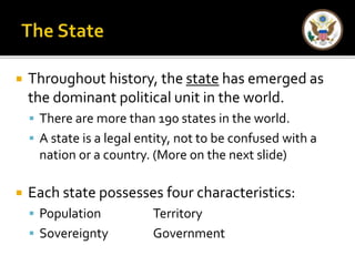 U.S. Government -- Chapter 1 Section 1 "Government and the State" | PPTX
