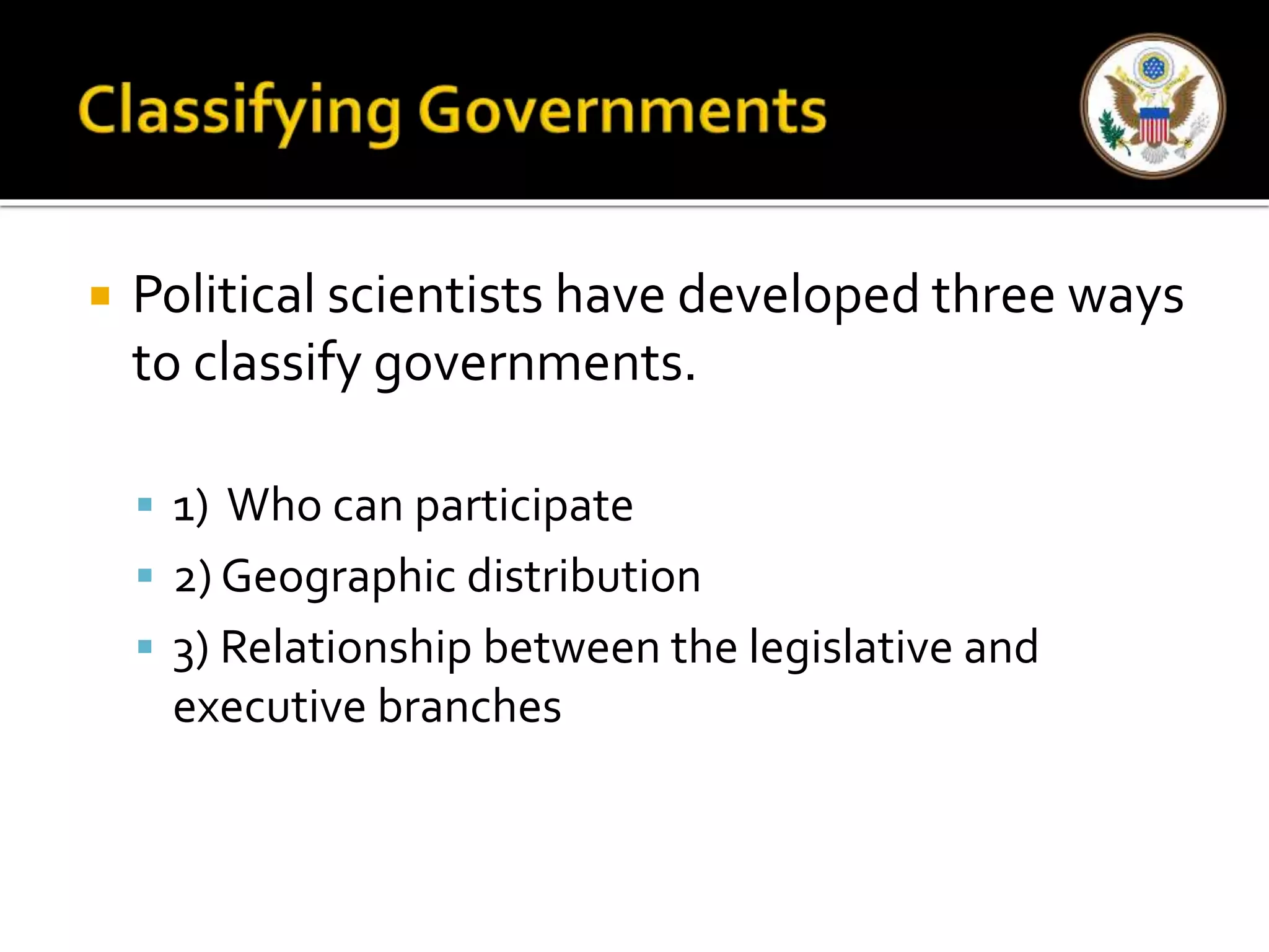 U.S. Government -- Chapter 1 Section 2 "Forms of Government" | PPTX