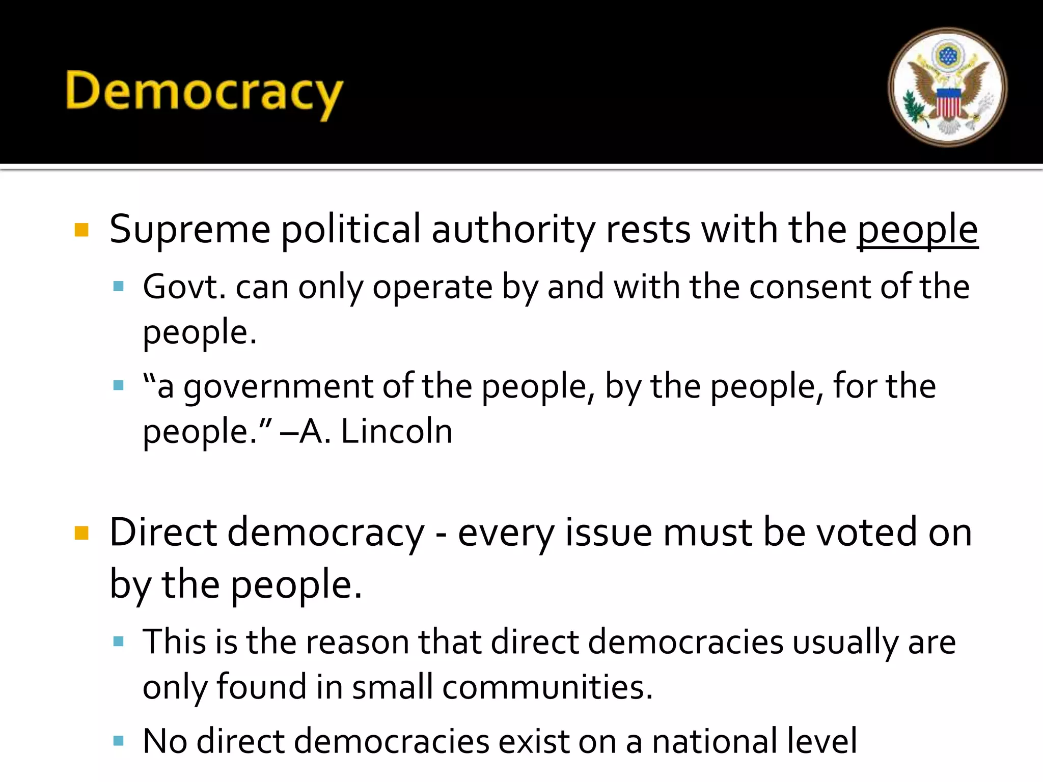 U.S. Government -- Chapter 1 Section 2 "Forms of Government" | PPTX