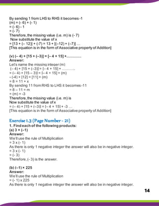 Class 7 Integers | DOCX
