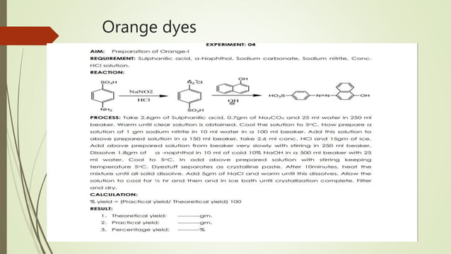 DYE synthesis .pptx | Chemistry | Science