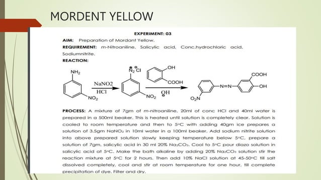 DYE synthesis .pptx | Chemistry | Science
