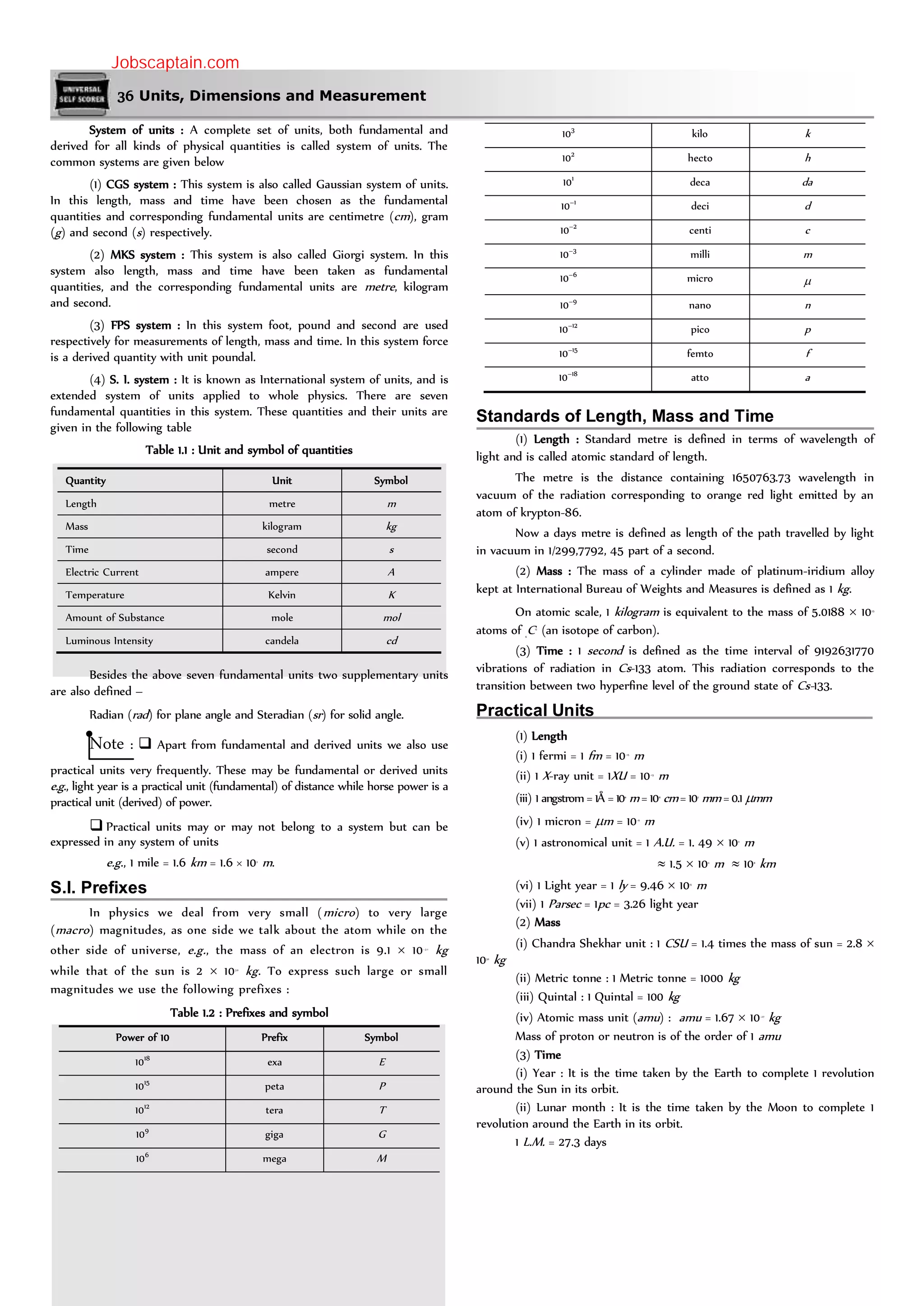 ch=1 Units, Dimensions and Measurement.pdf | Physics | Science