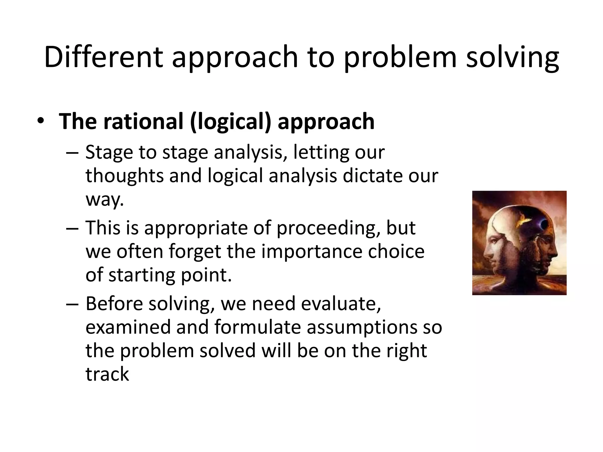 Approaches to problem solving and stages involved | PPT