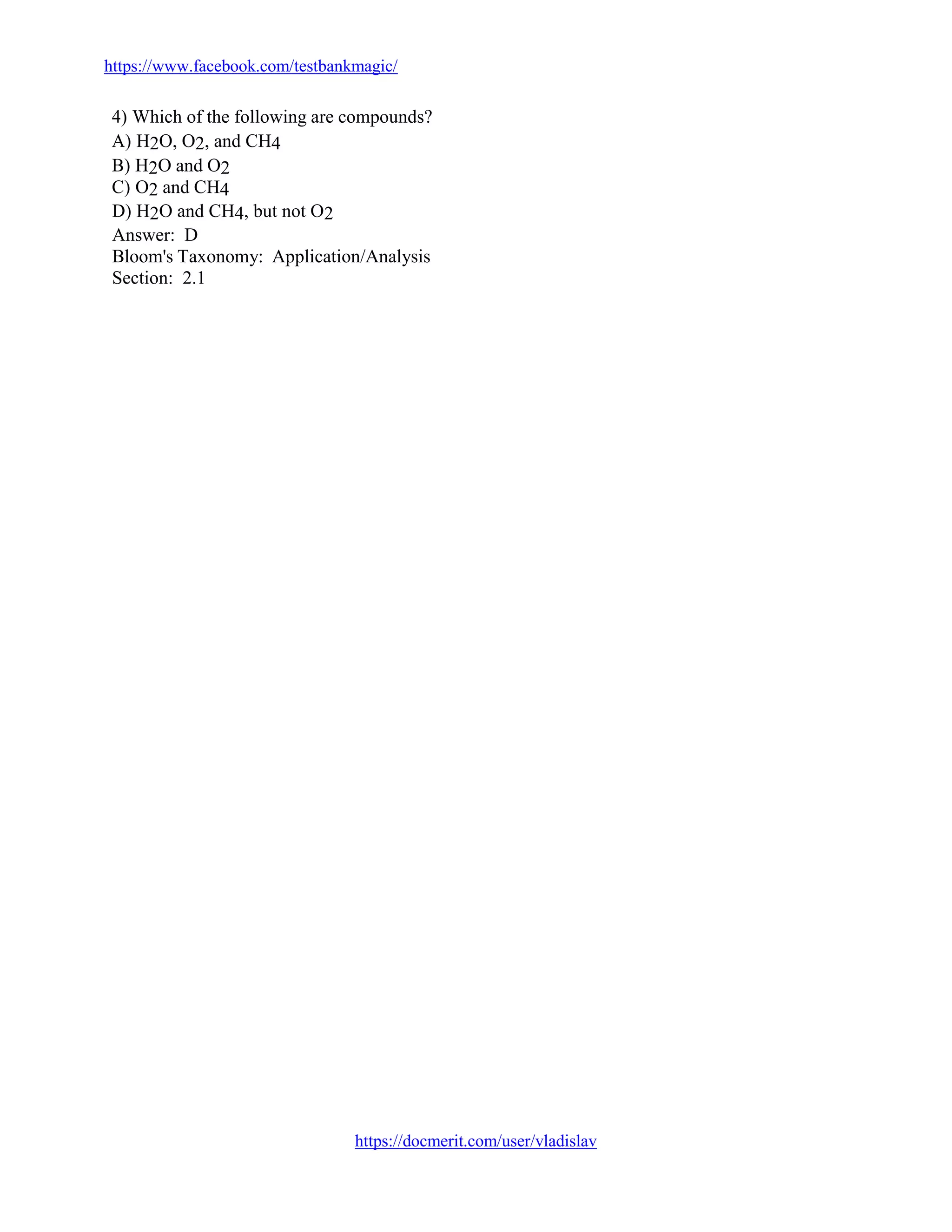 Campbell Biology 11th edition test bank Ch2 | PDF