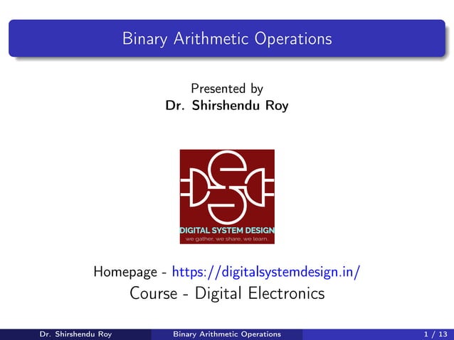 Binary Arithmetic Operations | PDF
