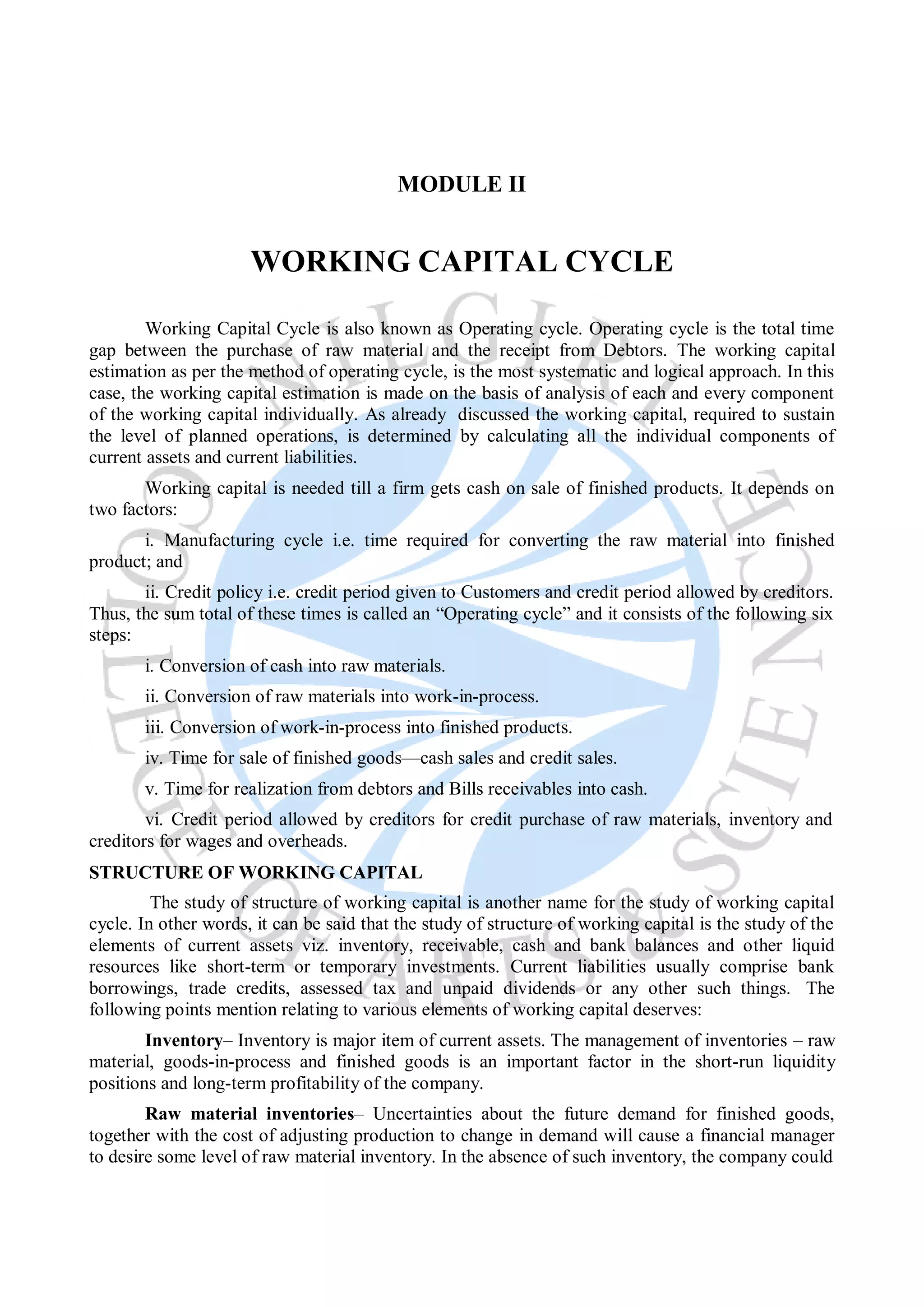WORKING CAPITAL CYCLE | PDF