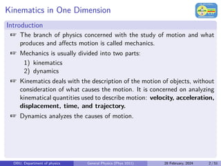 Kinematics and Dynamics of Particle: Comprehensive Physics Lecture ...