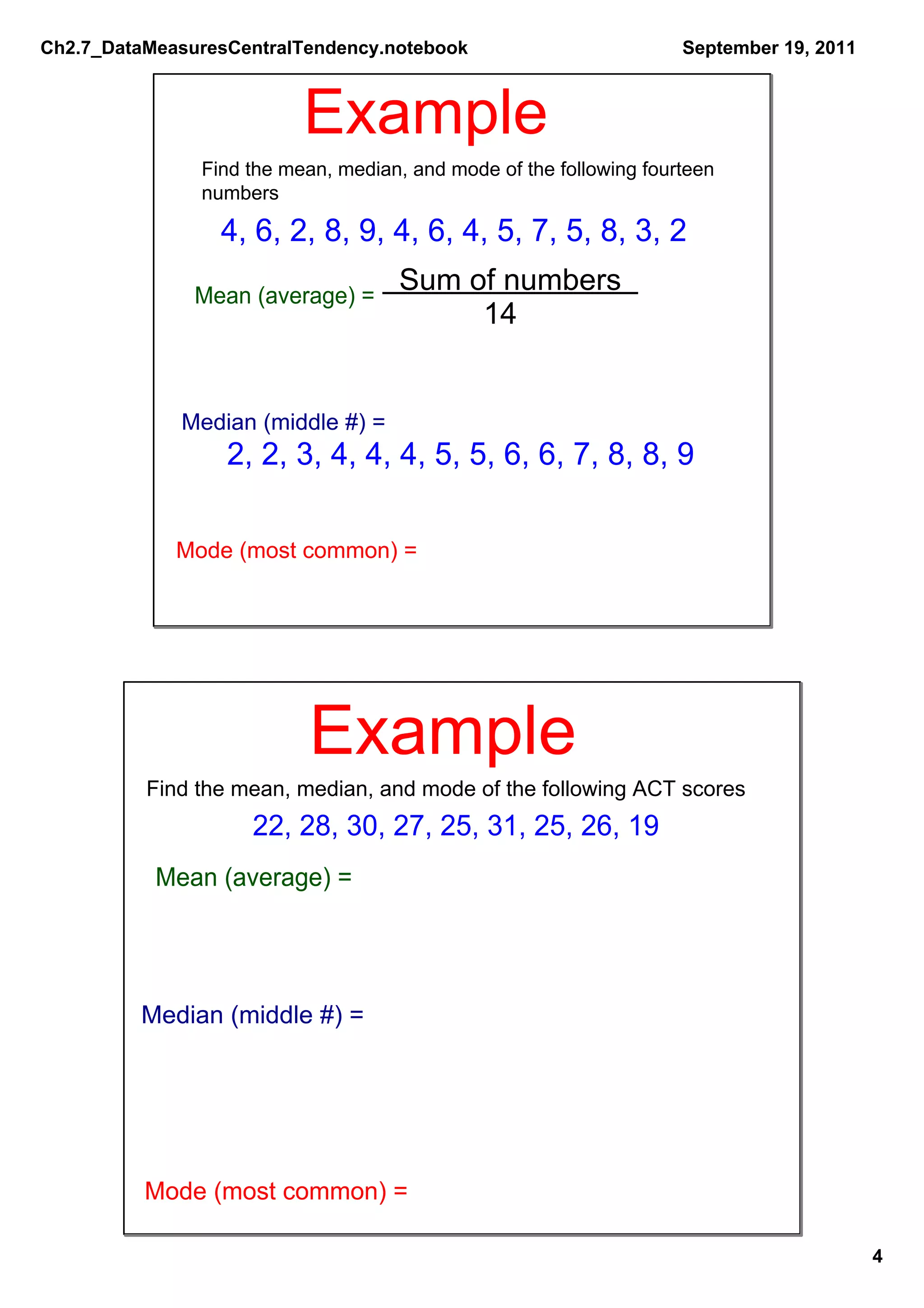 Ch2.7 Data Measures of Central Tendency | PDF