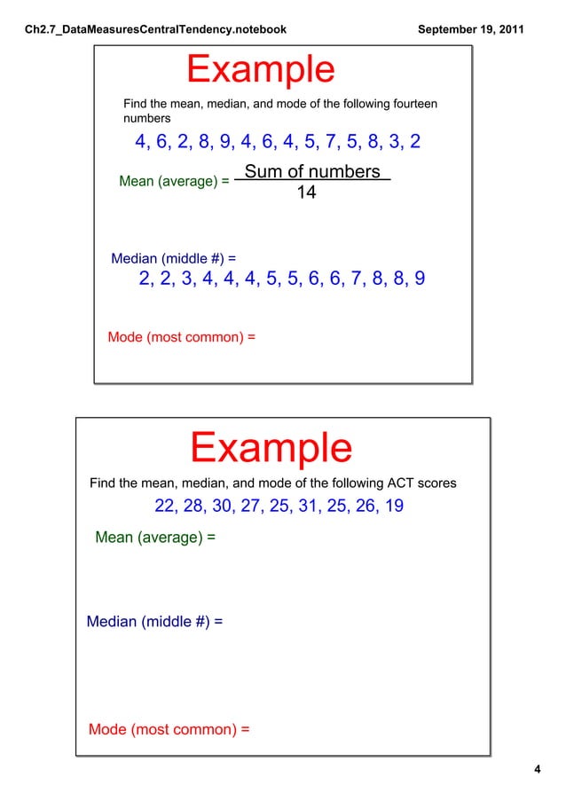 Ch2.7 Data Measures of Central Tendency | PDF