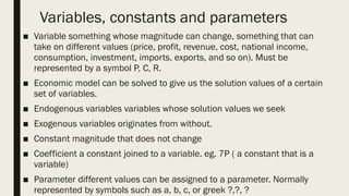 chapter 2 of mathematical economics: economic model | PPTX