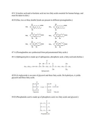 MCQs on Chemistry of Lipids | PDF