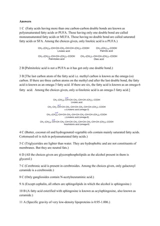 MCQs on Chemistry of Lipids | PDF