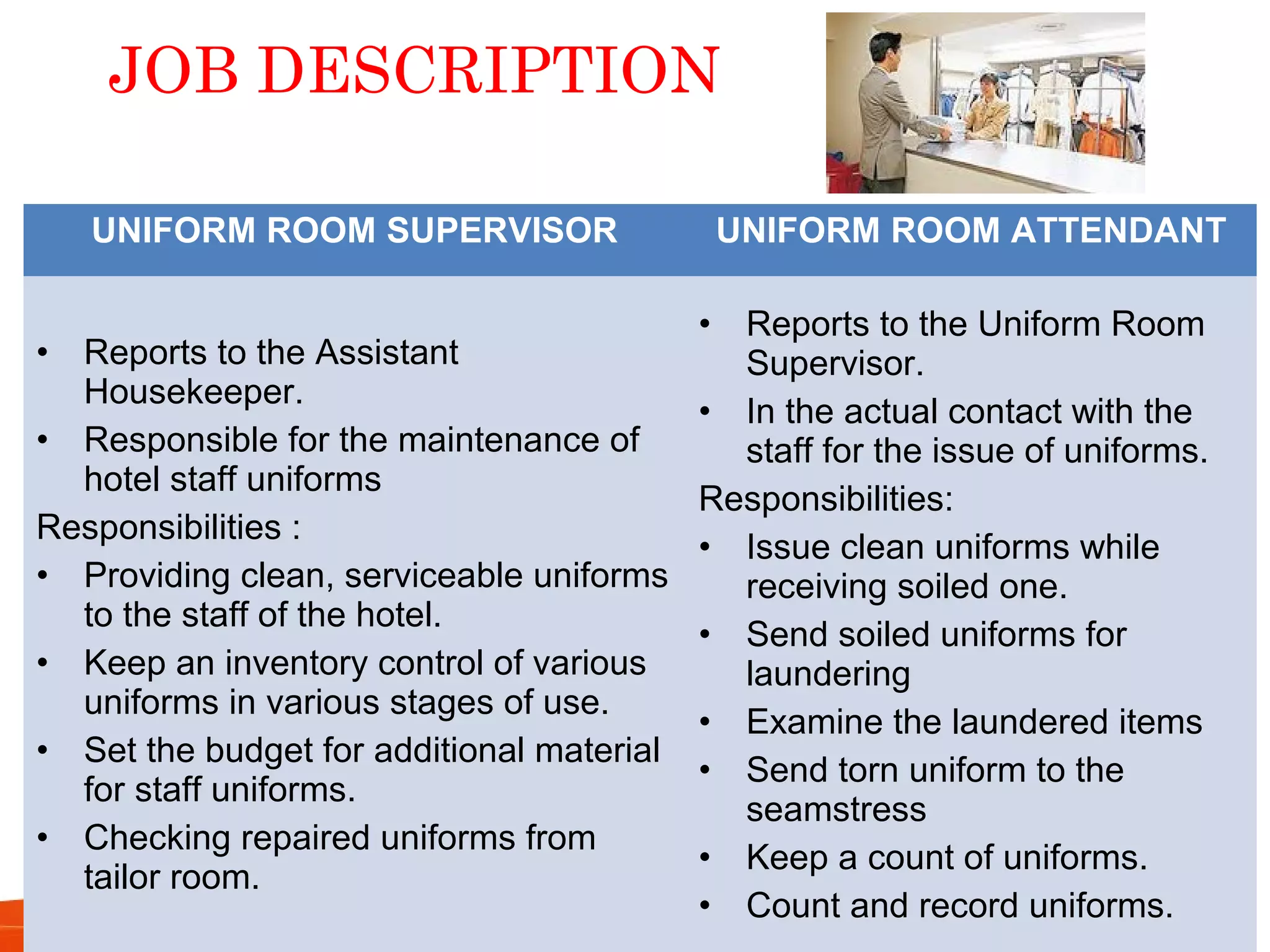 HOUSEKEEPING OPERATION: ROLES AND FUNCTIONS OF HOUSEKEEPING PERSONNEL | PPT