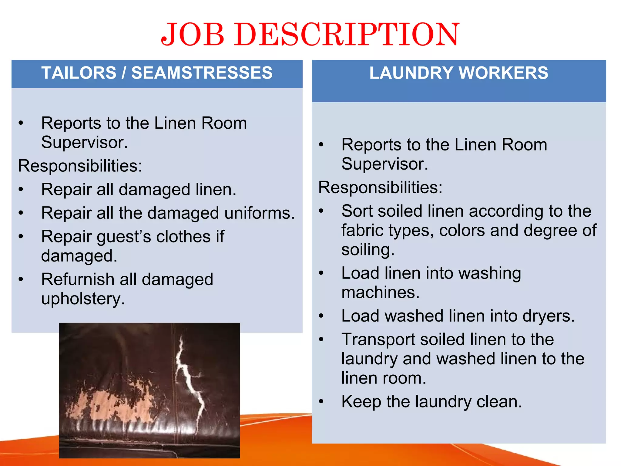 HOUSEKEEPING OPERATION: ROLES AND FUNCTIONS OF HOUSEKEEPING PERSONNEL | PPT