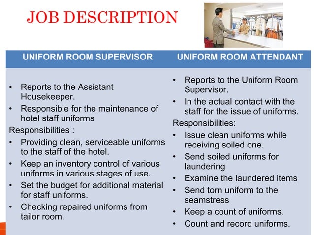 HOUSEKEEPING OPERATION: ROLES AND FUNCTIONS OF HOUSEKEEPING PERSONNEL | PPT