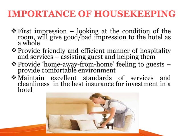 HOUSEKEEPING OPERATION: ROLES AND FUNCTIONS OF HOUSEKEEPING PERSONNEL | PPT