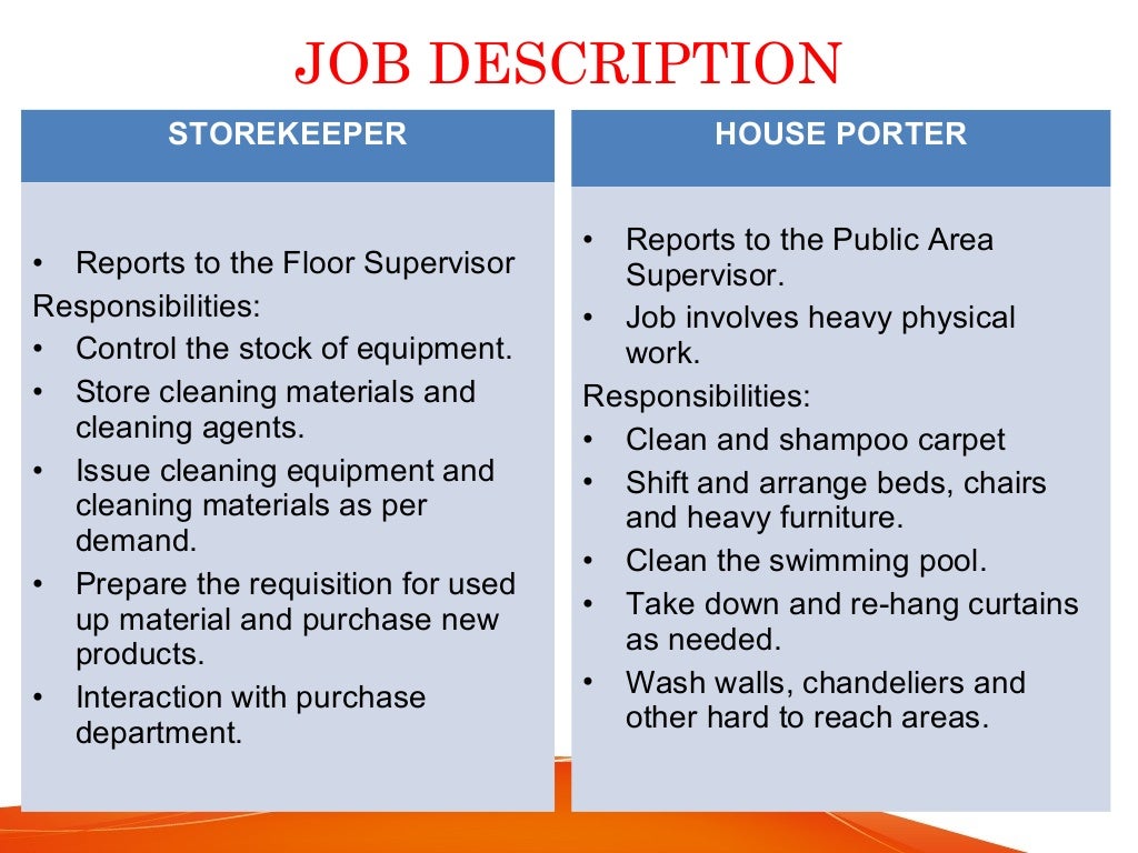 HOUSEKEEPING OPERATION ROLES AND FUNCTIONS OF HOUSEKEEPING PERSONNEL housekeeping-operation-roles-and-functions-of-housekeeping-personnel
