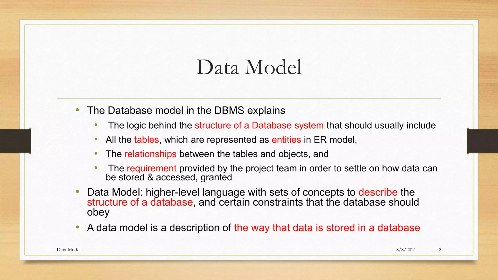 ch2-slide Data Models.pptx | Databases | Computer Software and Applications