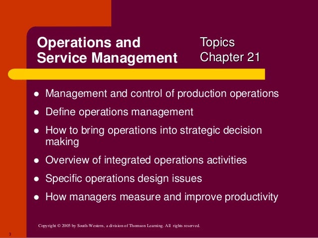 Chapter 21 Operations and Service Management
