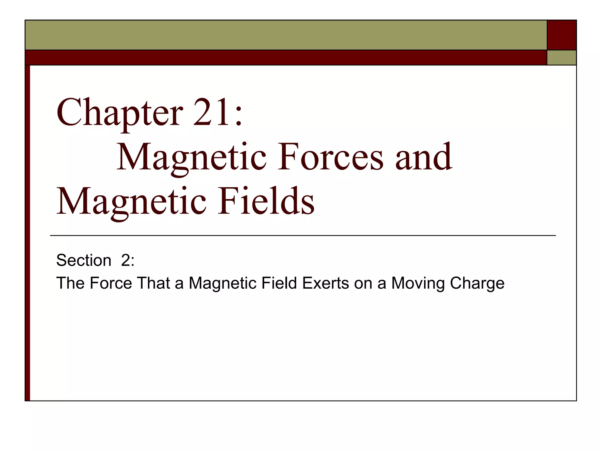 Ch 21 Magnetic Fields and Forces | PPT