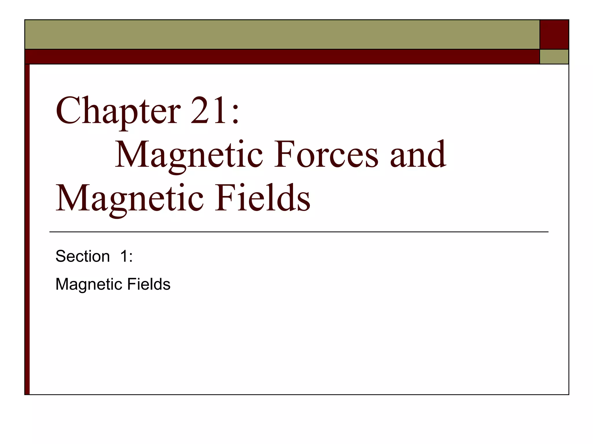 Ch 21 Magnetic Fields and Forces | PPT