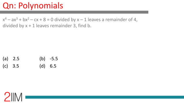Polynomials - Remainder Theorem | PPT