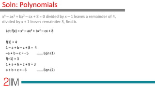 Polynomials - Remainder Theorem | PPTX