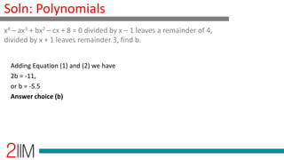 Polynomials - Remainder Theorem | PPT