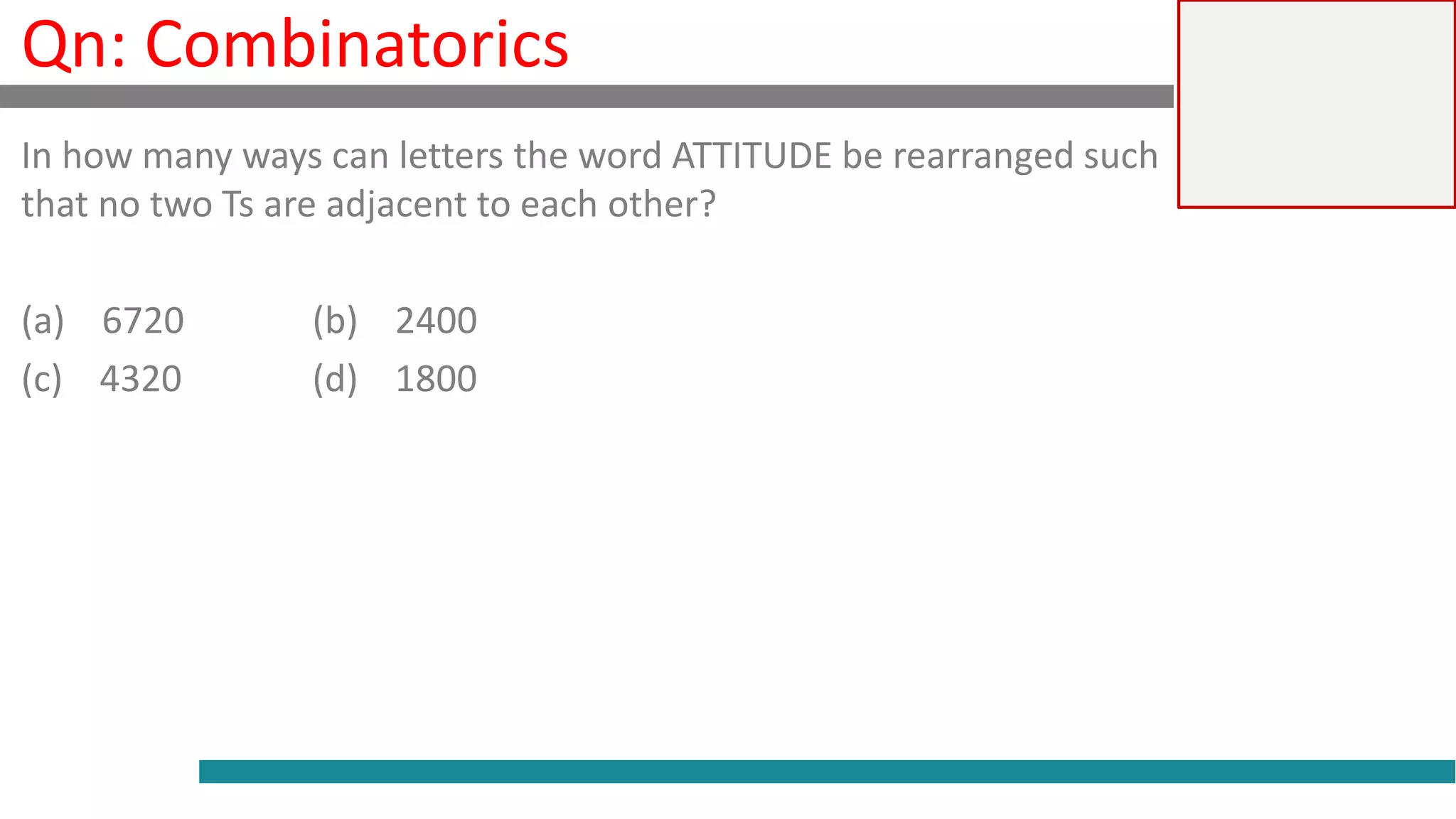 Combinatorics - Rearrangement of Letters | PPTX
