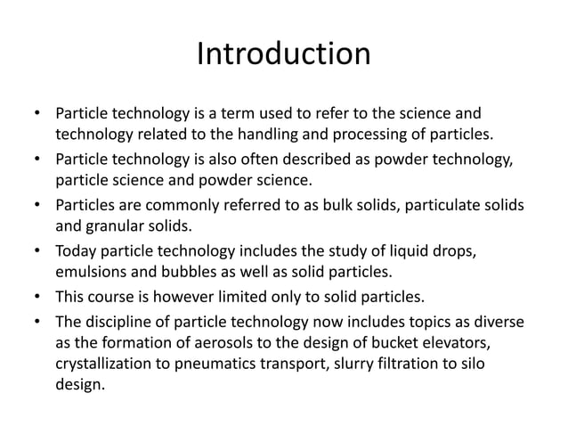 Particle Technology Lectures GIKI | PPTX
