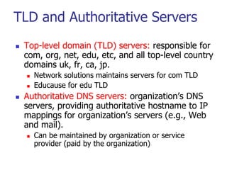 Transport and Application Layer : Domain Name System | PPT
