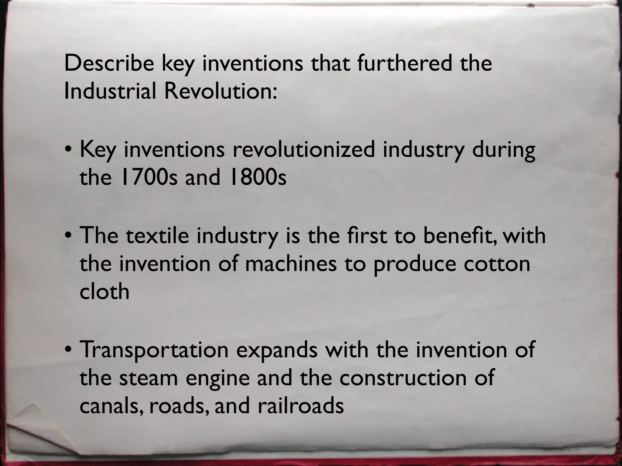 Ch 25 industrialization slides | KEY