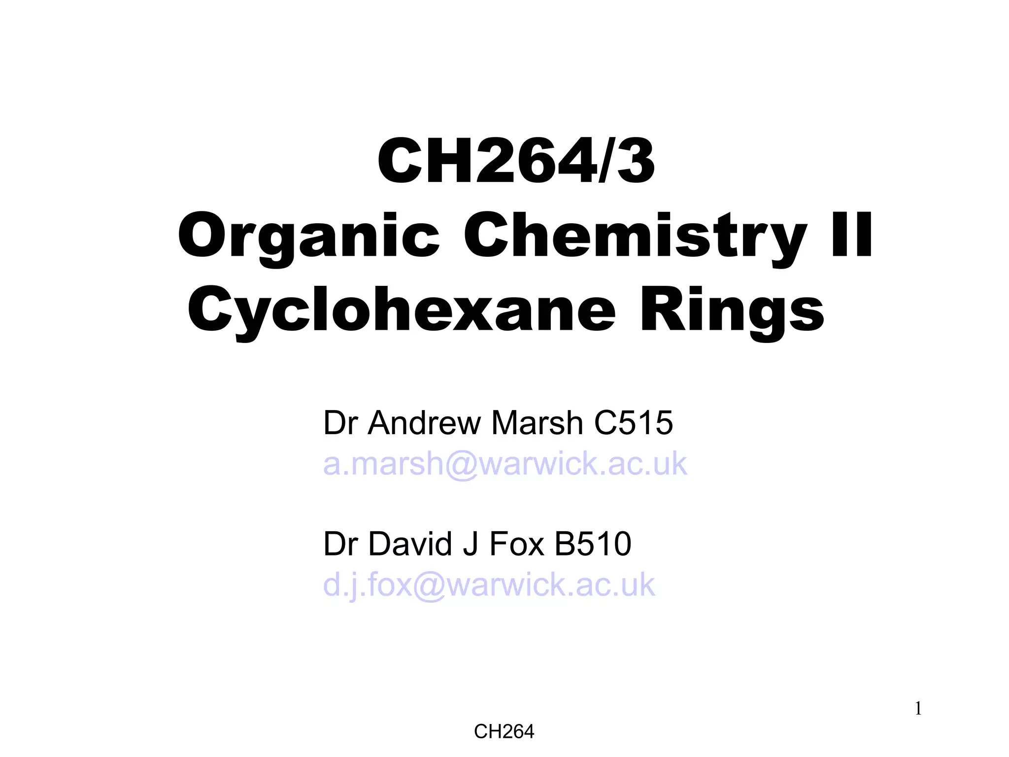 Year 2 Organic Chemistry Mechanism and Stereochemistry Lecture 3 ...