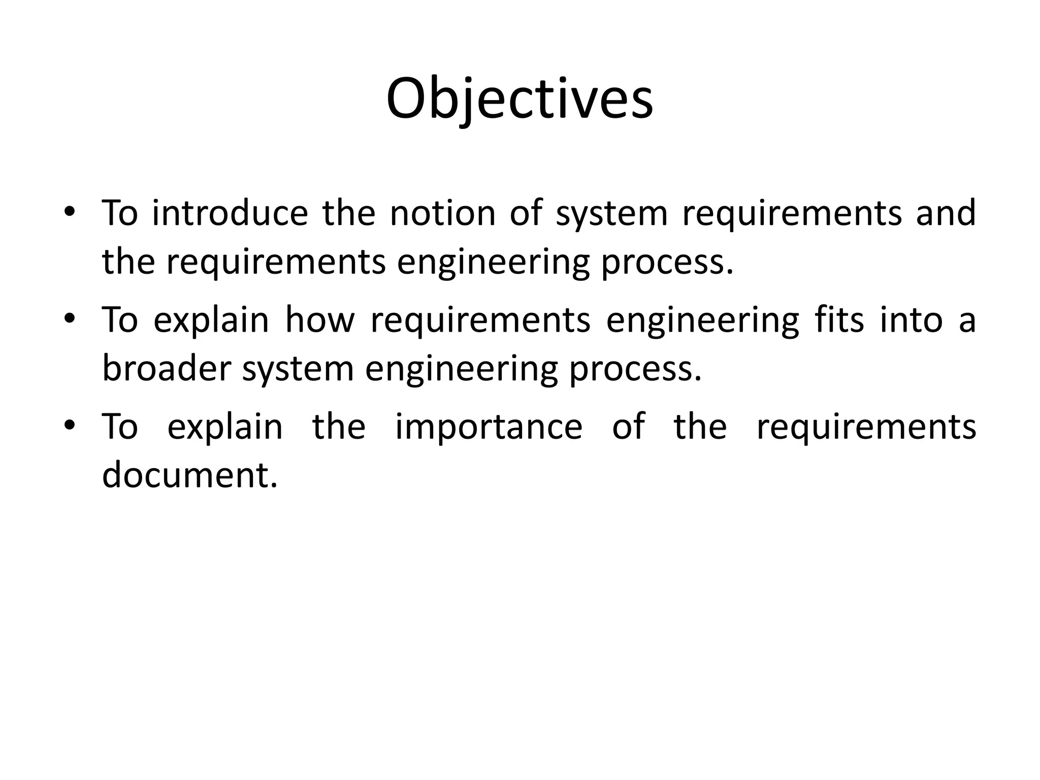 Requirements Engineering - "Ch2 an introduction to requirements" | PPT