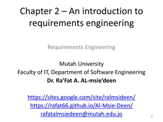 Requirements Engineering - "Ch2 an introduction to requirements" | PPT